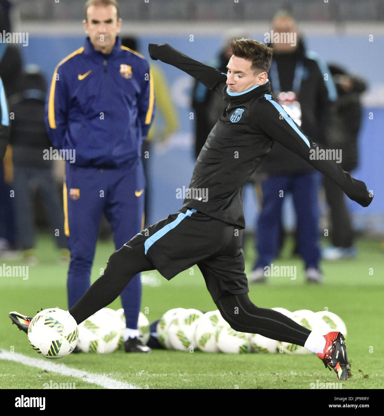 Lionel Messi takes part in a training session at International Stadium ...