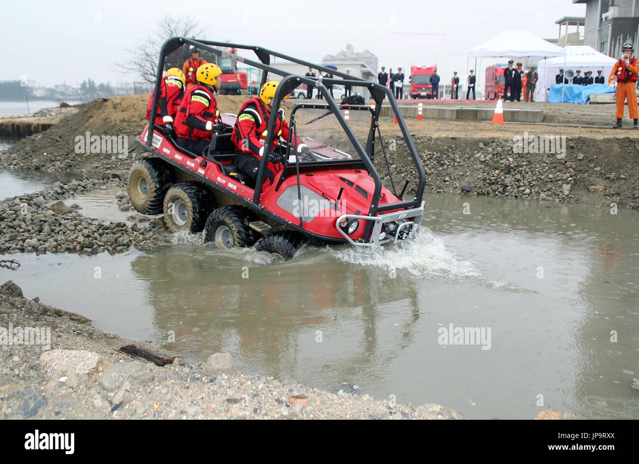 An amphibious buggy is operated at a newly built training facility for ...