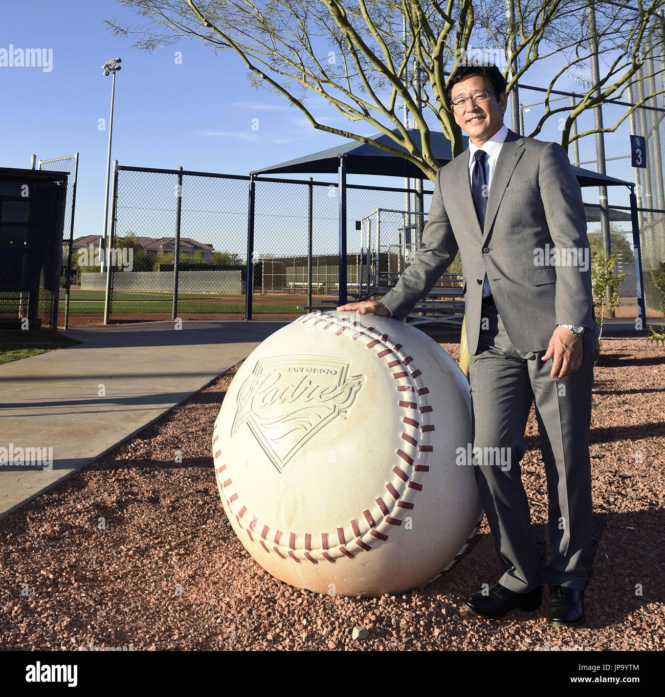 Nippon Ham Fighters manager Hideki Kuriyama poses for a photo at the ...
