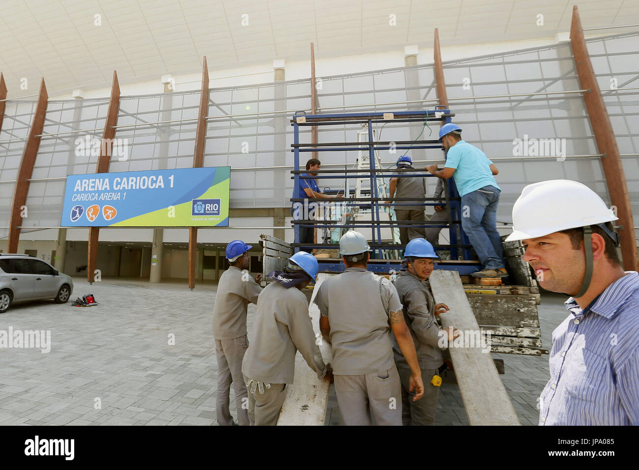 Construction work is under way near the Carioca Arena (background), the ...