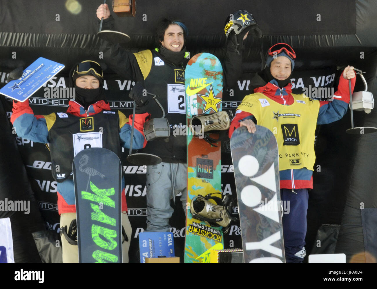 Winner Matthew Ladley of the United States (C), second-place finisher ...