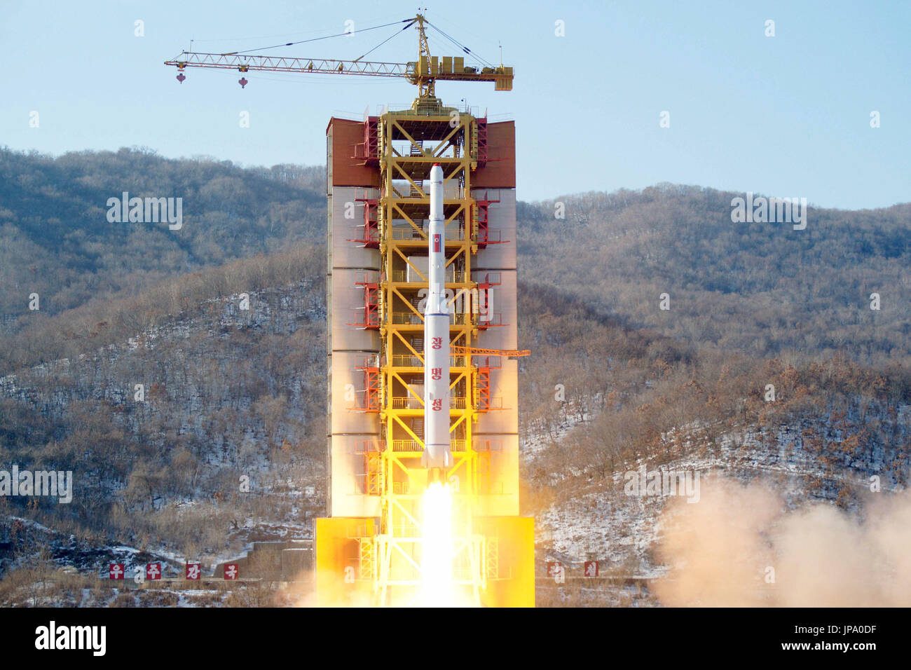 A long-range rocket is launched from Tongchang-ri in North Korea's ...