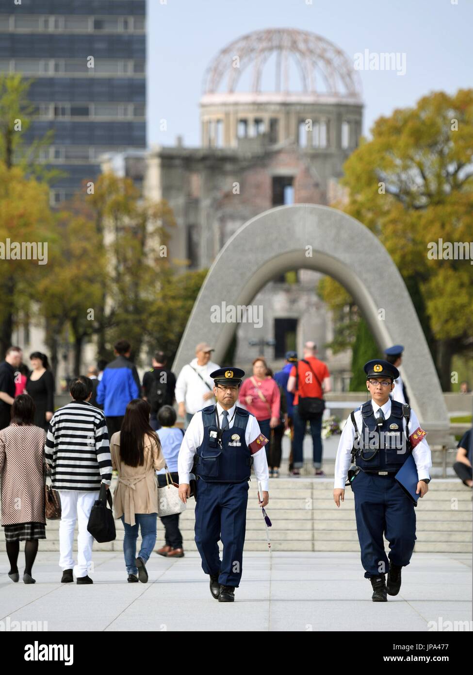 Photo taken April 9, 2016, shows police officers patrolling the area ...