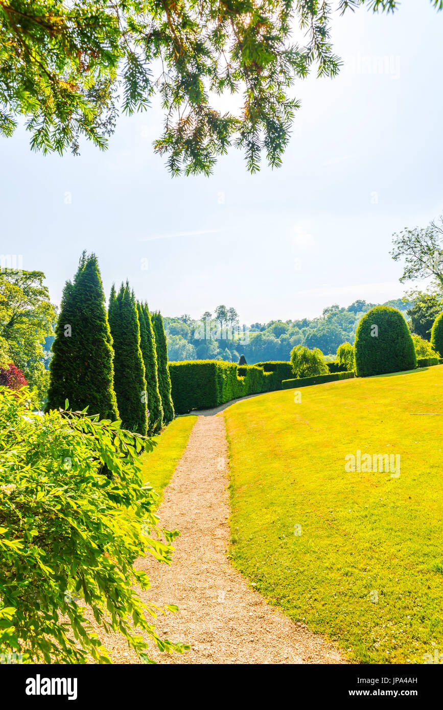 Green park, freshly cut vegetation, well maintained park, walking path ...