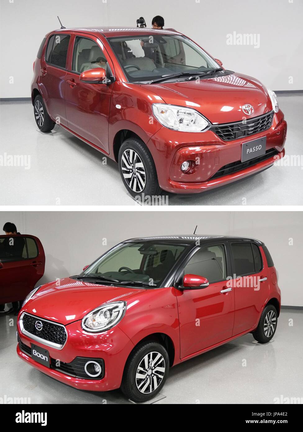 Combined photo shows Toyota Motor Corp.'s Passo X (top) and Daihatsu ...