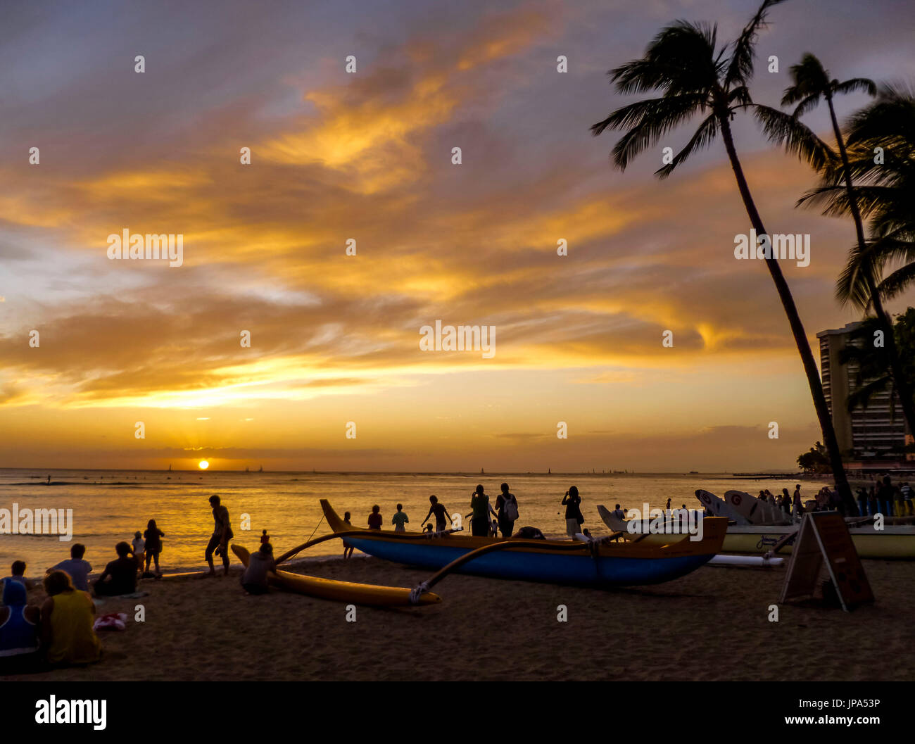 Waikiki Sunset, Hawaii, USA Stock Photo - Alamy