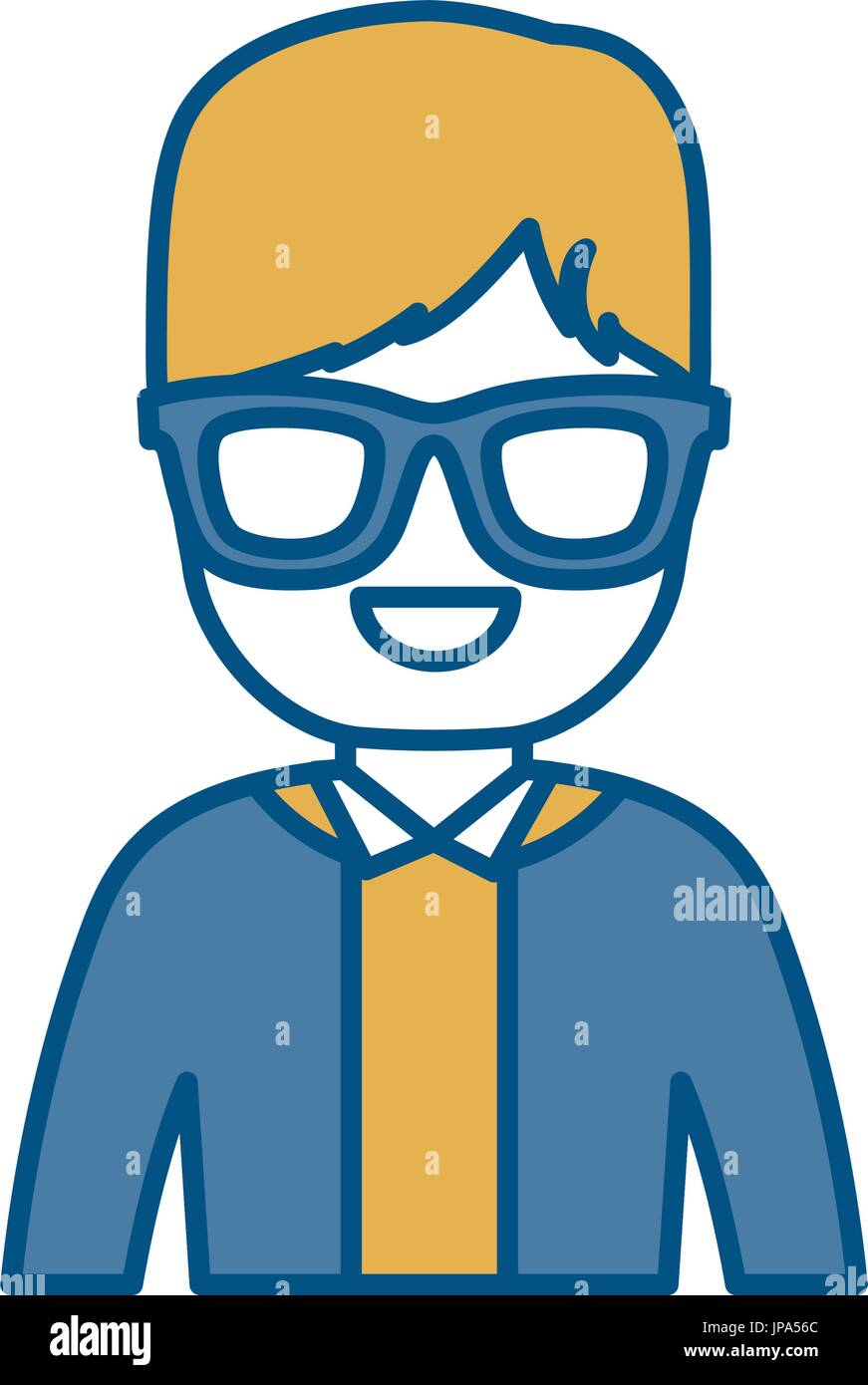 man with glasses icon over white background colorful design vector ...