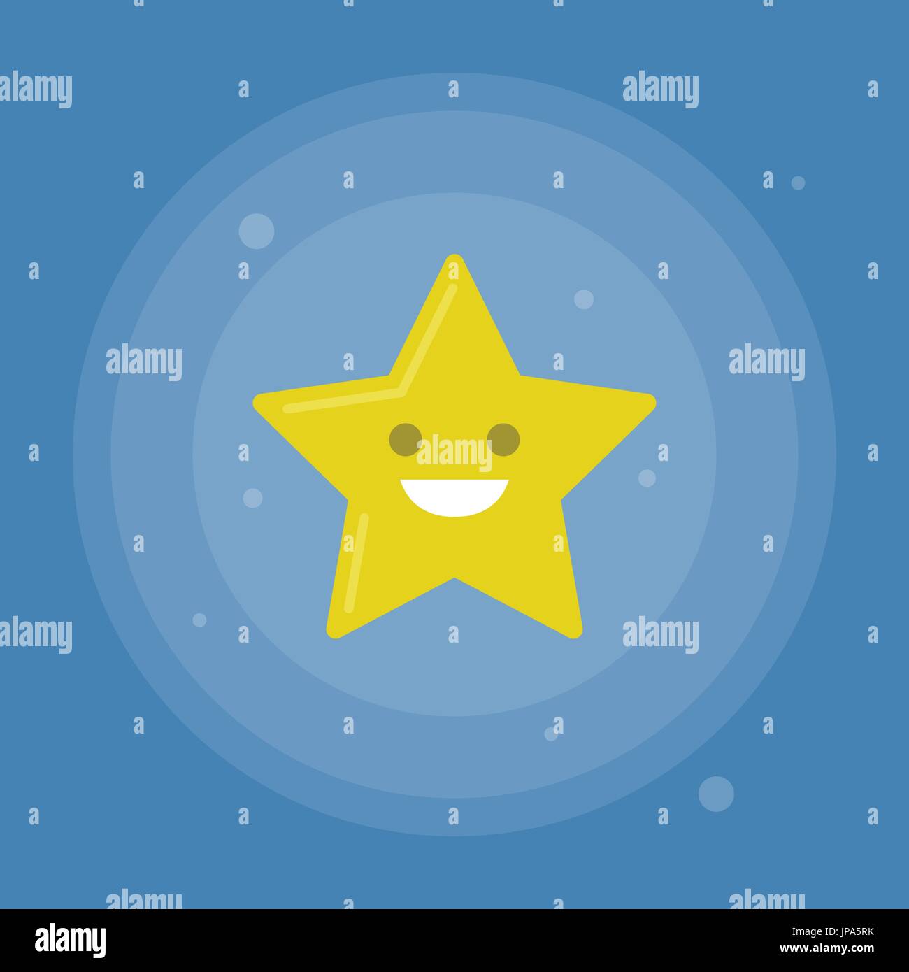 Vector star icon with smile on blue background. Modern flat ...