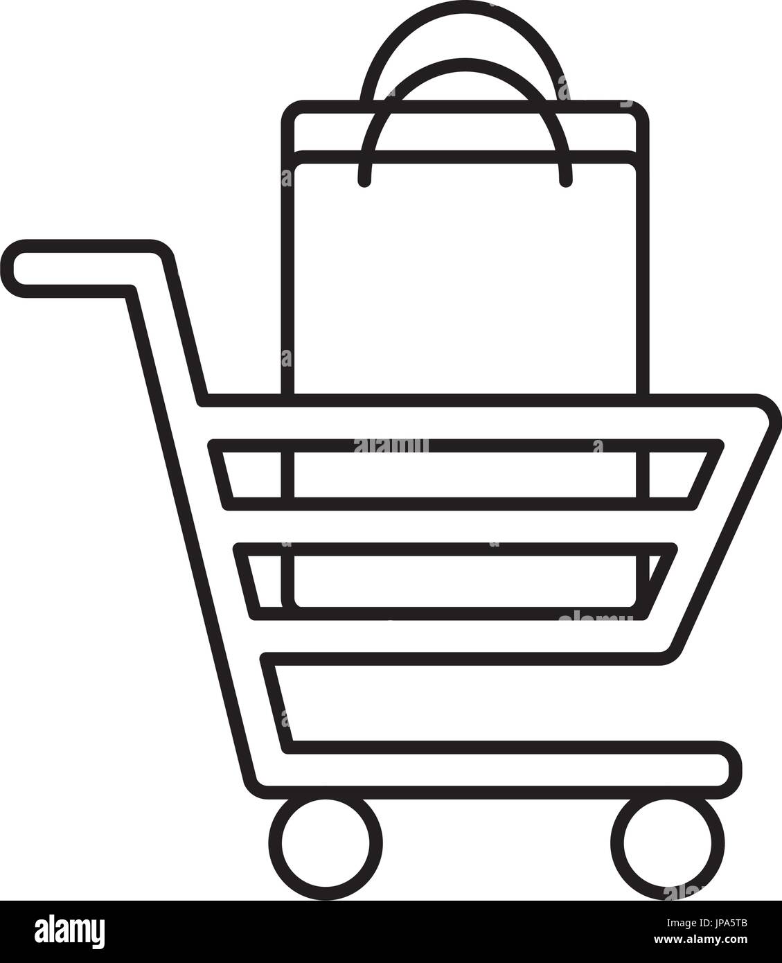 supermarket trolley with shopping bag icon over white background vector ...