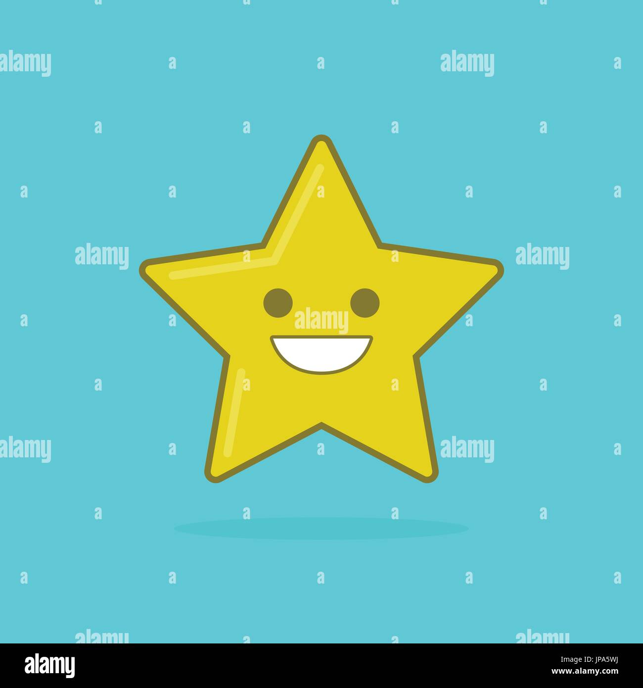 Vector star icon with smile on cyan background. Modern flat ...
