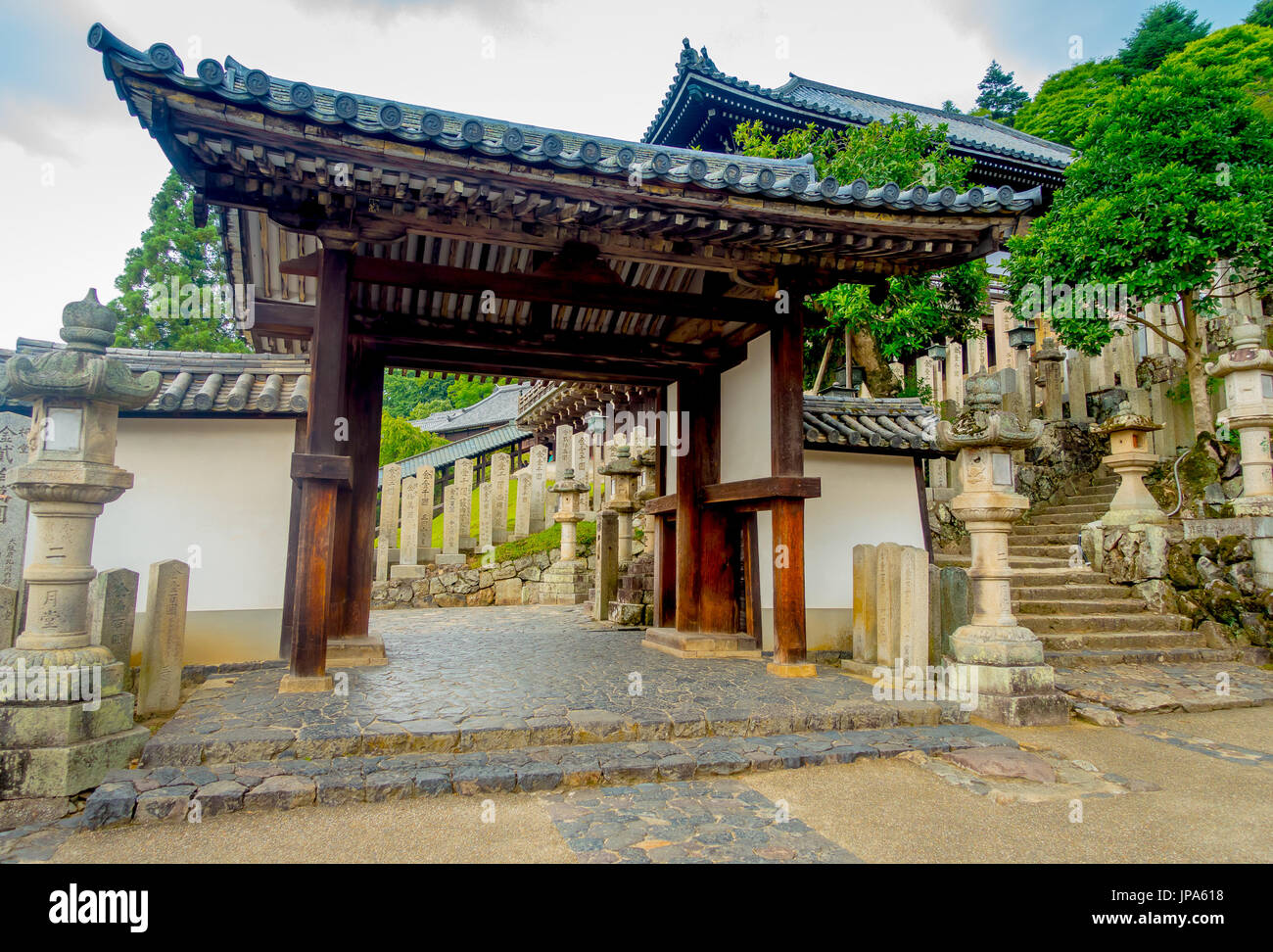 Nara, Japan - July 26, 2017: Principal gate with old traditional ...