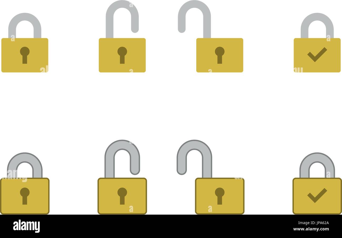Padlock icon set. Modern Flat Icons Stock Vector Image & Art - Alamy