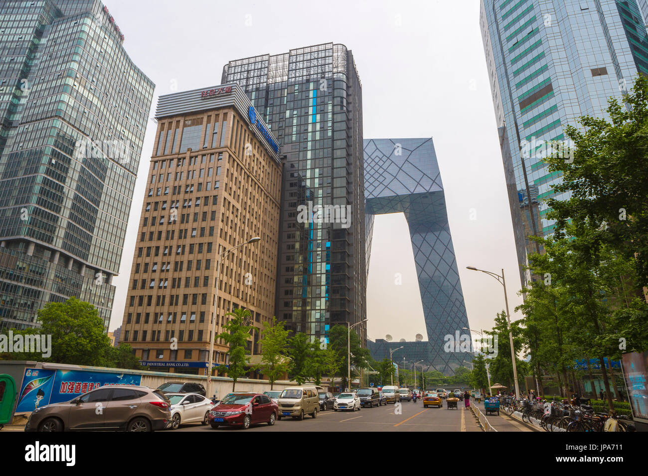 China, Beijing City, Guomao District skyline, CCTV Headquarters ...
