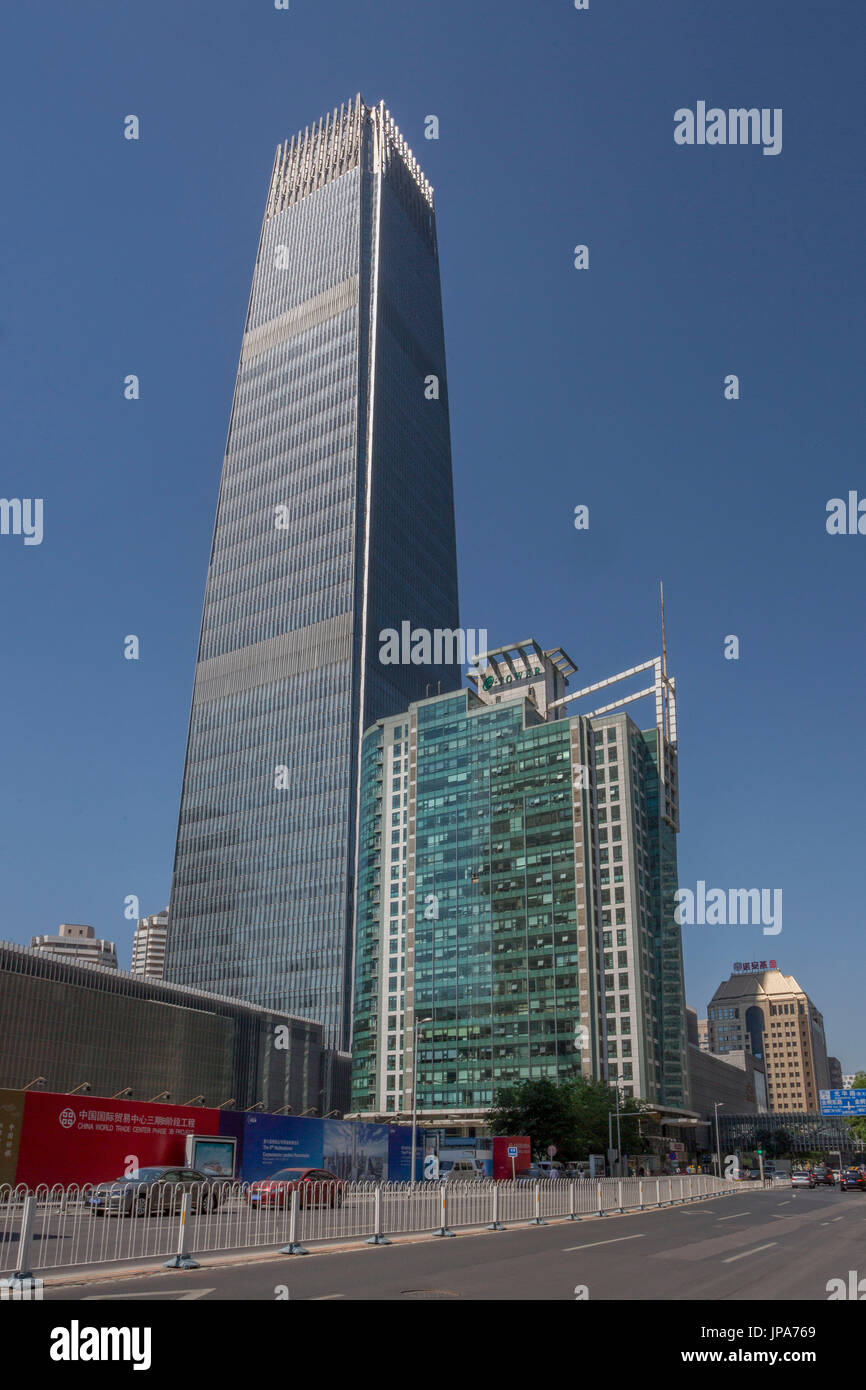 China, Beijing City, Guomao District, China World Trade Center tower ...