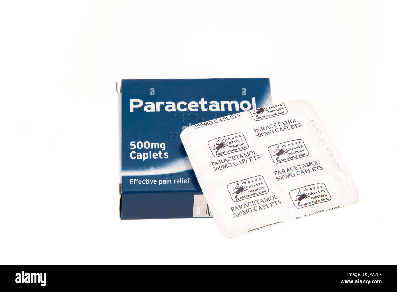 Retail packet of Paracetamol tablets - white background Stock Photo - Alamy