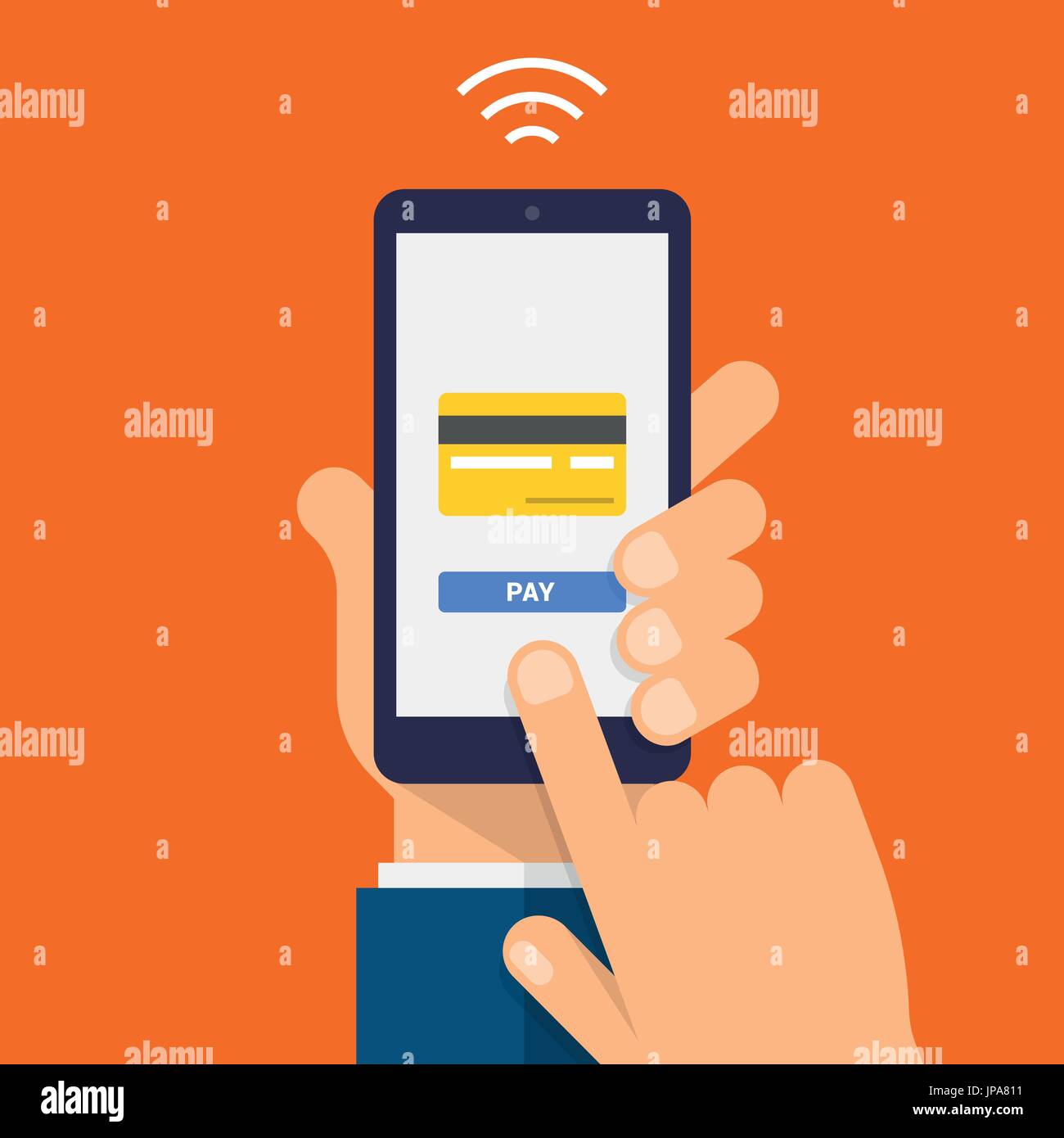 Wireless Payment Icon. Payment page and credit card on smartphone ...