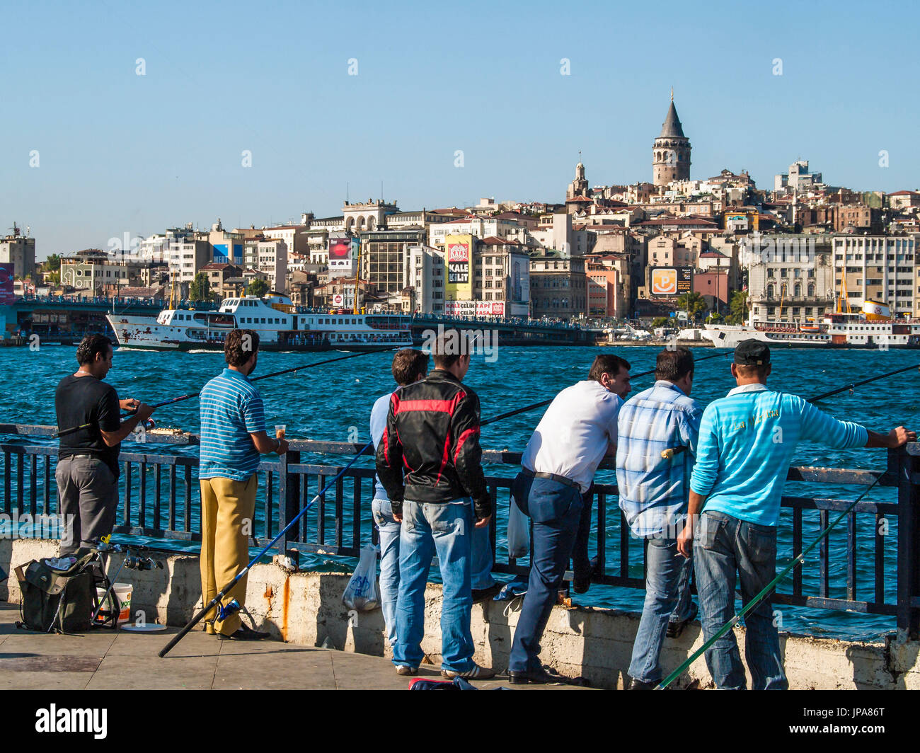 Fishing at the Eminönü Waterfront, Istanbul, Turkey Stock Photo - Alamy