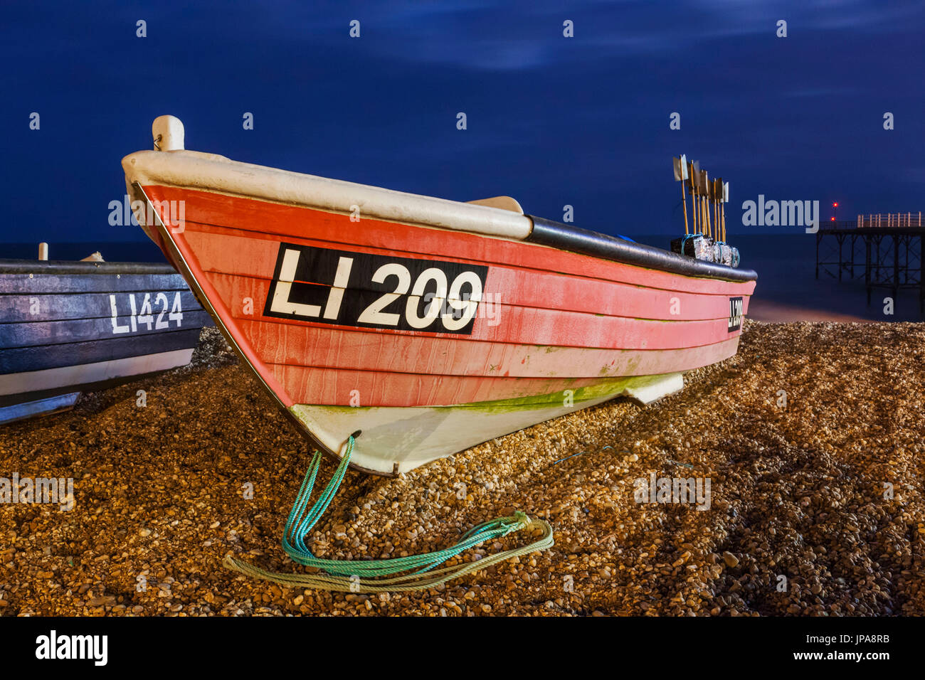 England, West Sussex, Bognor Regis, Fishing Boat on Bognor Regis Beach ...