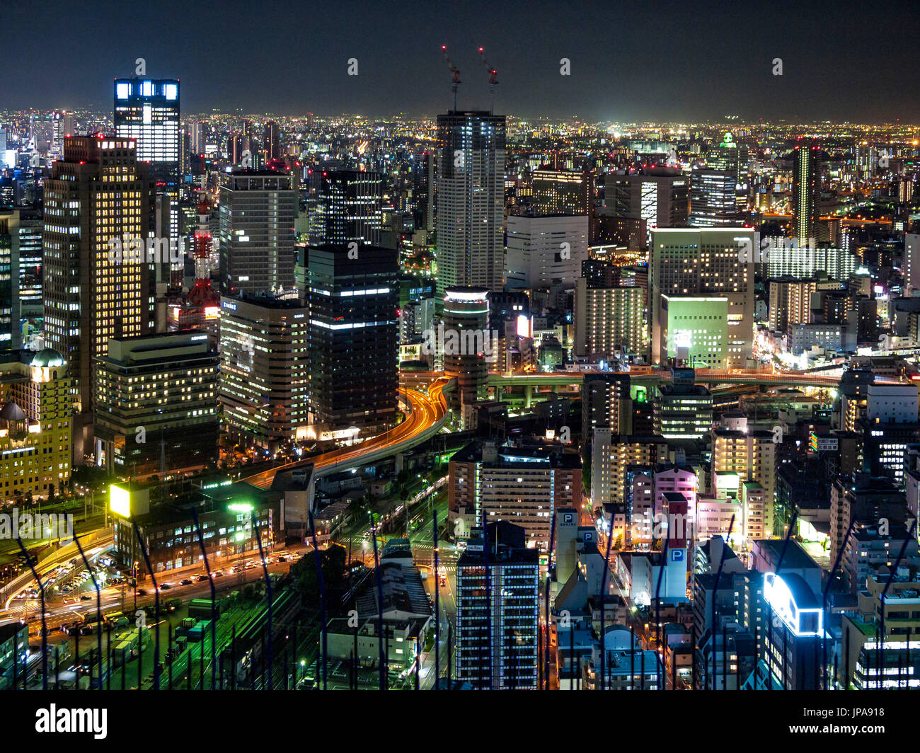Osaka Skyline Overview at Evening, Japan Stock Photo - Alamy