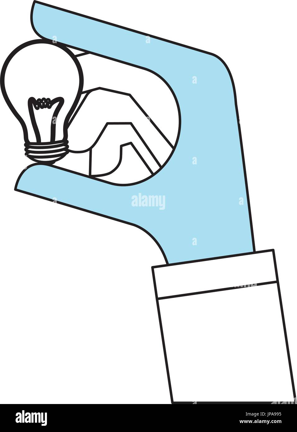 Hand holding blue bulb Stock Vector Images - Alamy