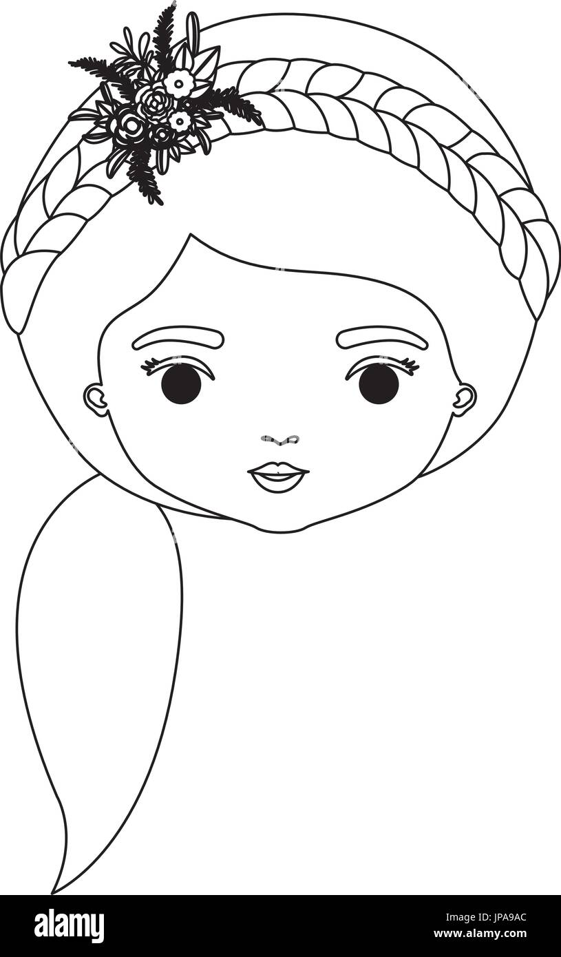 Ponytail Drawing Front View