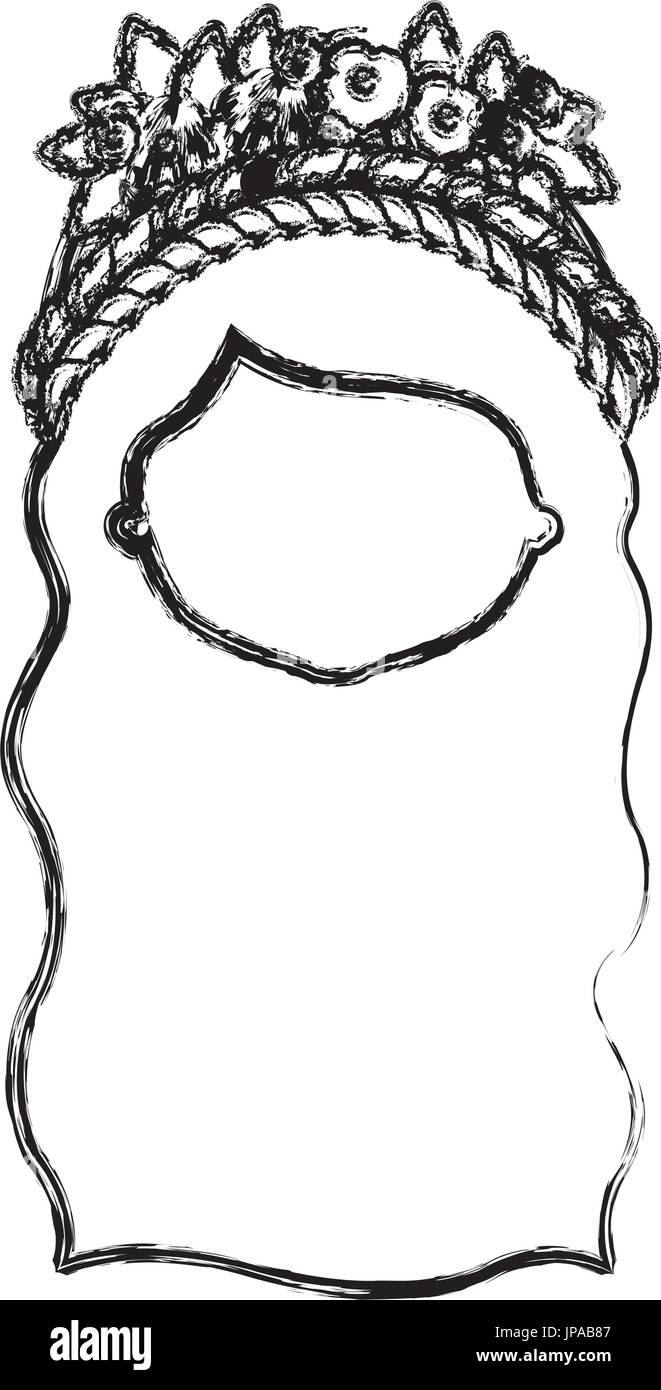 monochrome blurred silhouette of caricature faceless woman with wavy ...