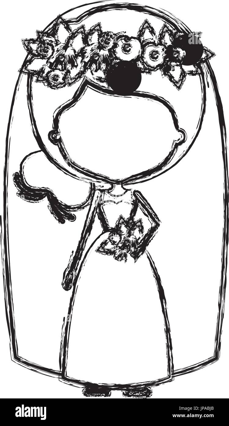 monochrome blurred silhouette of caricature faceless woman in wedding ...