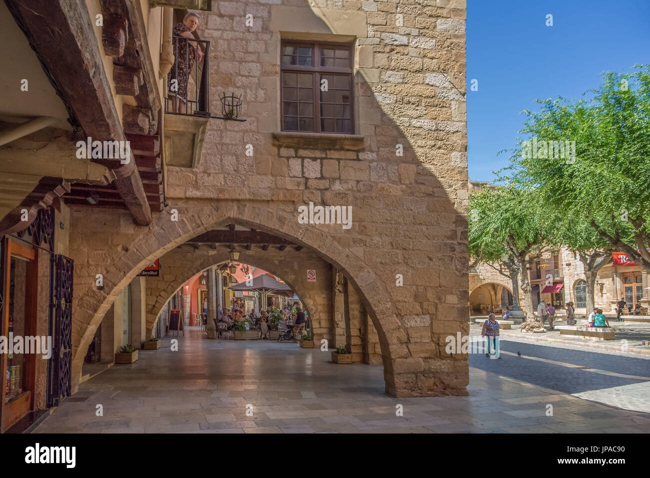 Spain, Catalonia, Tarragona Province, Montblanch City, Main Square ...