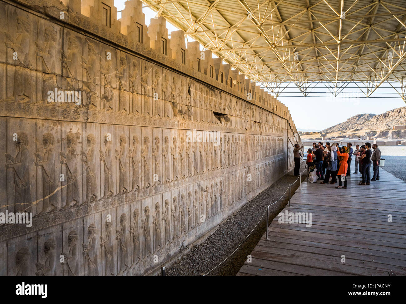 Iran, Persepolis City, Ruins of Persepolis, Relief at the Apadana ...