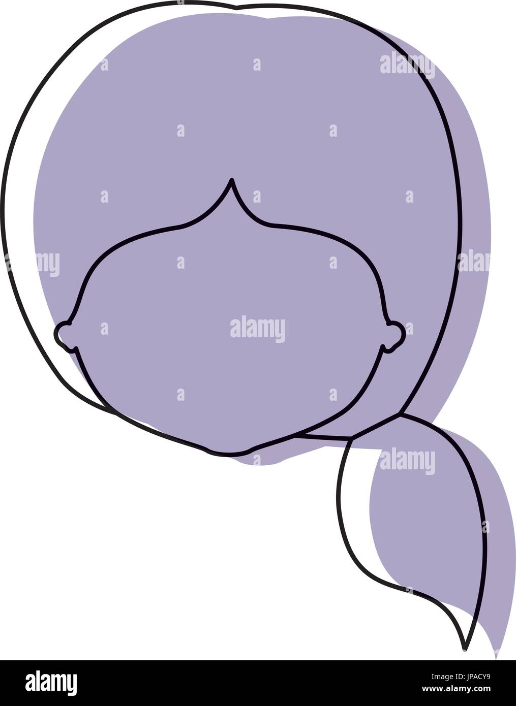 silhouette lilac color shadow of contour caricature closeup front view ...