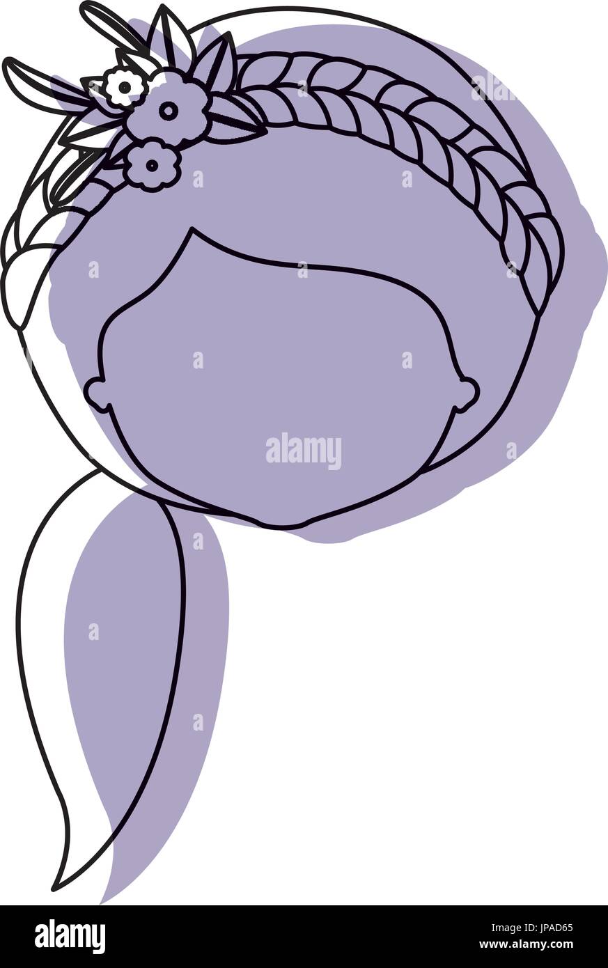 Ponytail Drawing Front View