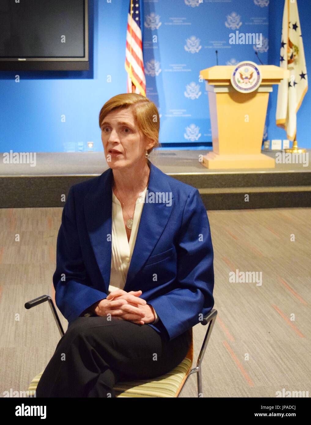 U.S. Ambassador to the United Nations Samantha Power is interviewed by ...