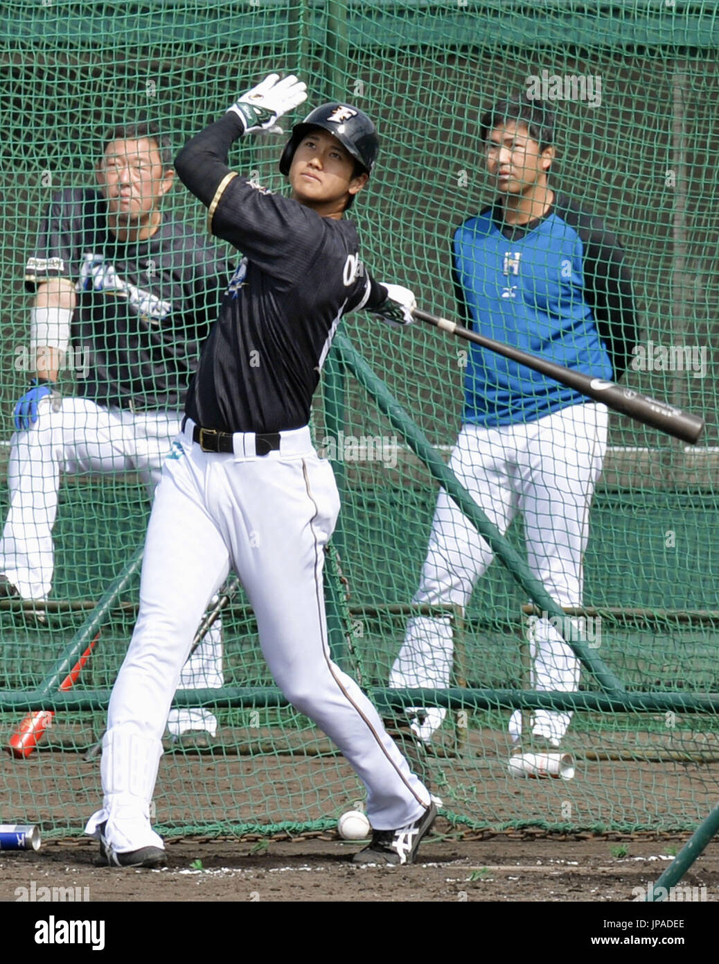 Nippon Ham Fighters pitcher-designated hitter Shohei Otani takes ...