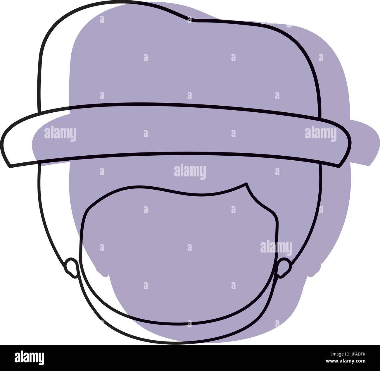 silhouette lilac color shadow of contour caricature closeup front view ...