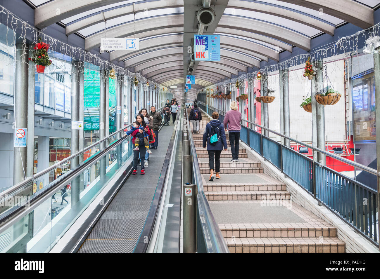 China, Hong Kong, Central, Mid-levels Escalator Stock Photo - Alamy