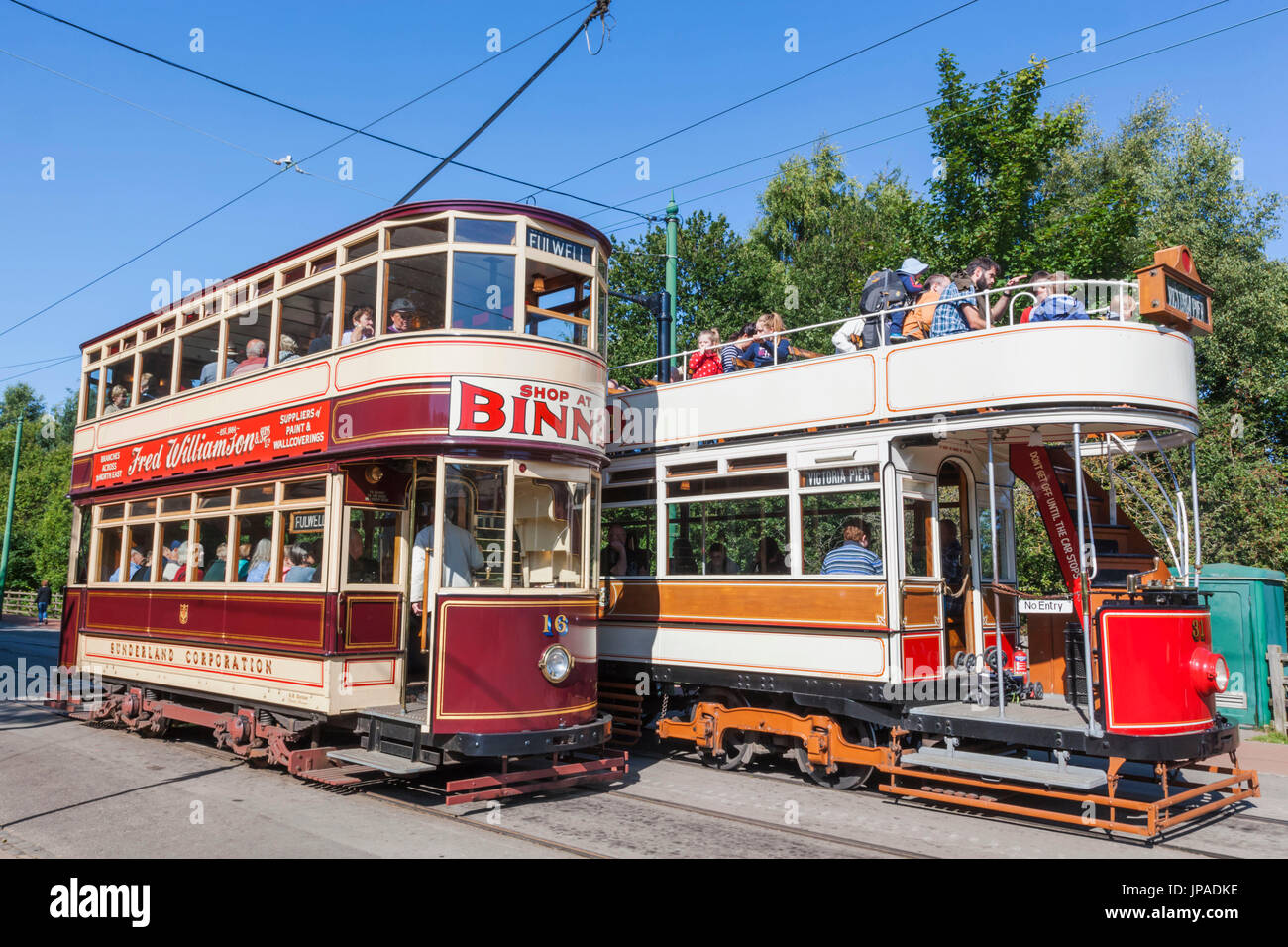 England, County Durham, Beamish Open Air Museum, Historic Tram Stock ...