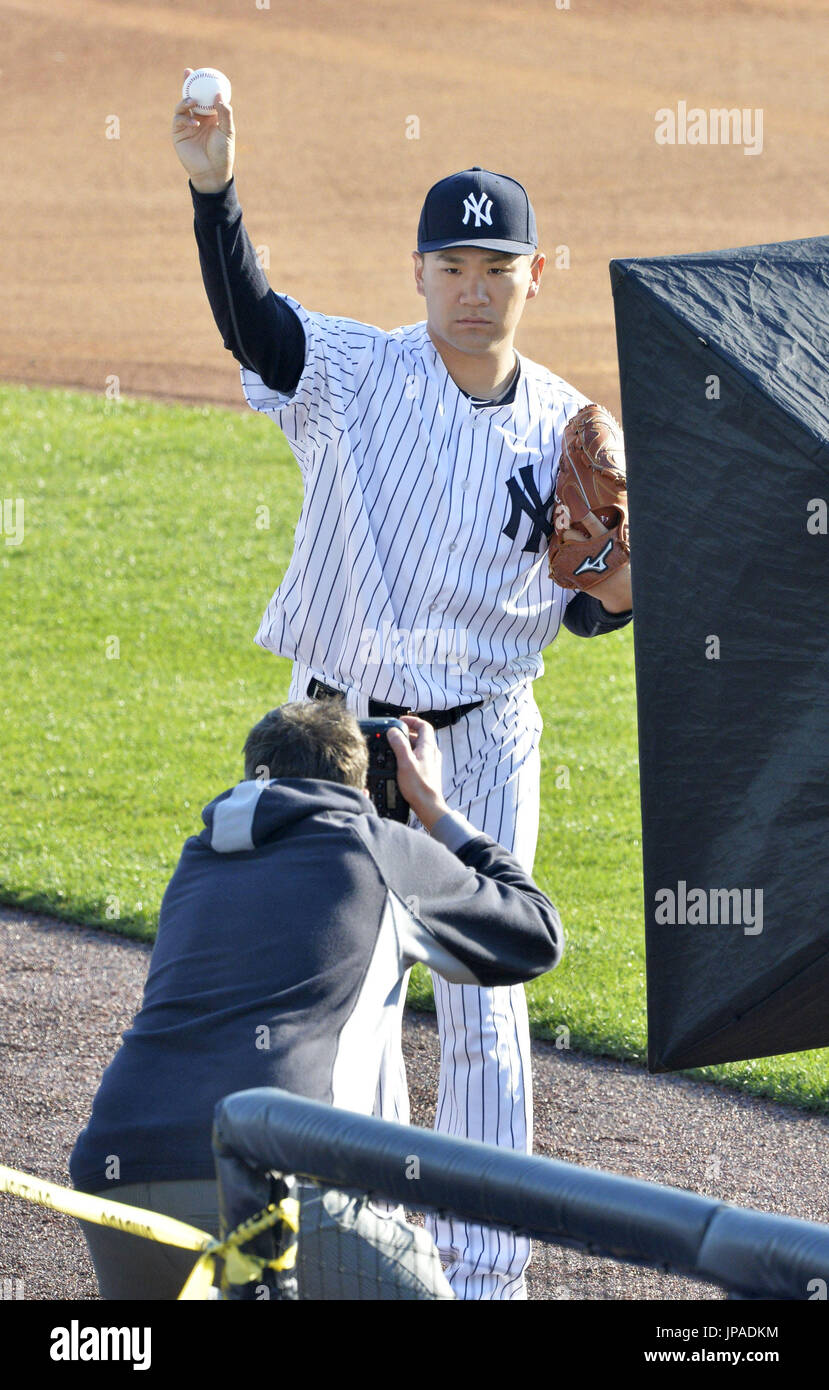 New York Yankees pitcher Masahiro Tanaka of Japan poses for a ...