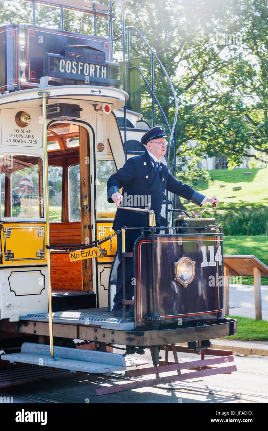 England, County Durham, Beamish Open Air Museum, Historic Tram Stock ...