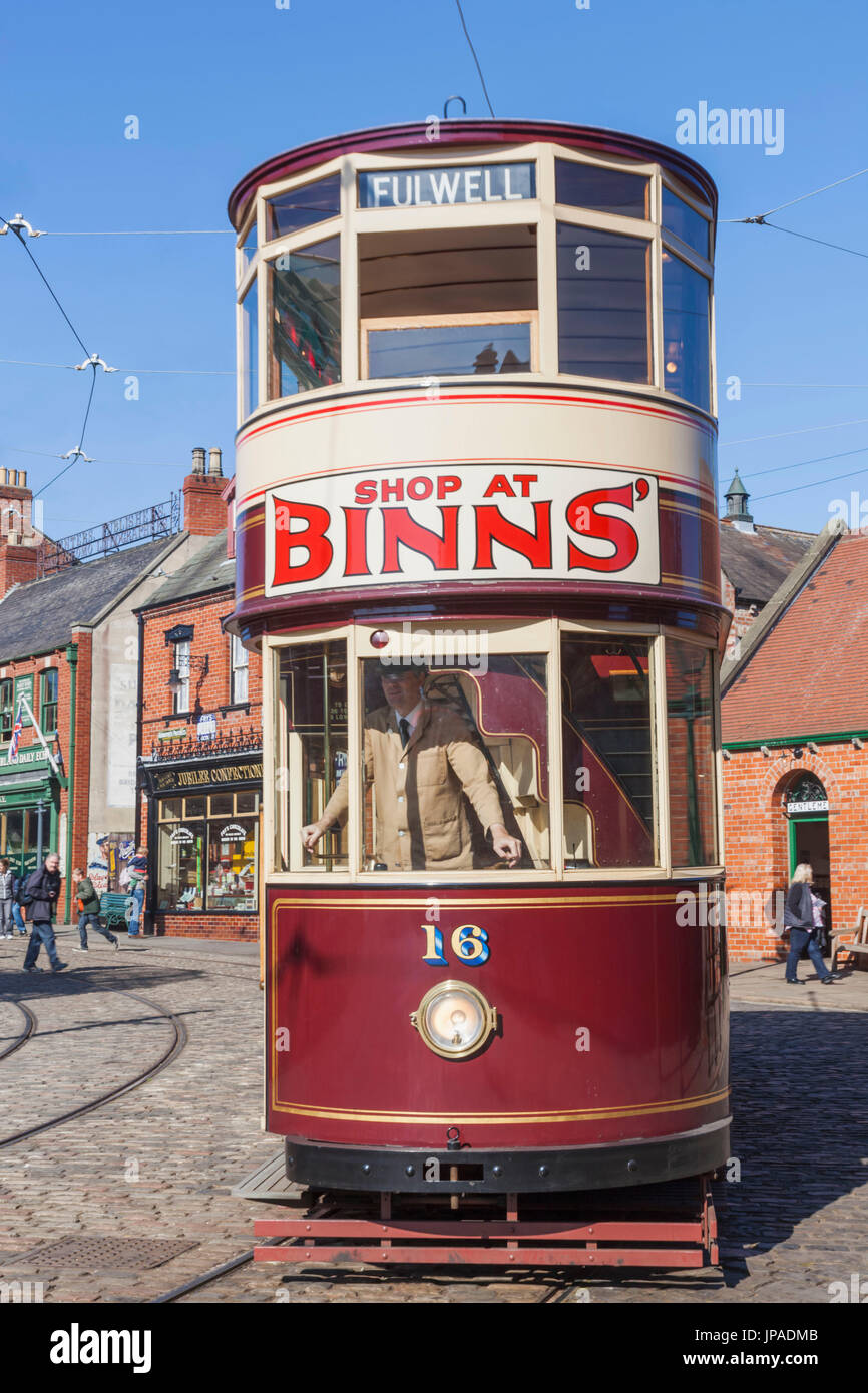 England, County Durham, Beamish Open Air Museum, Historic Tram Stock ...
