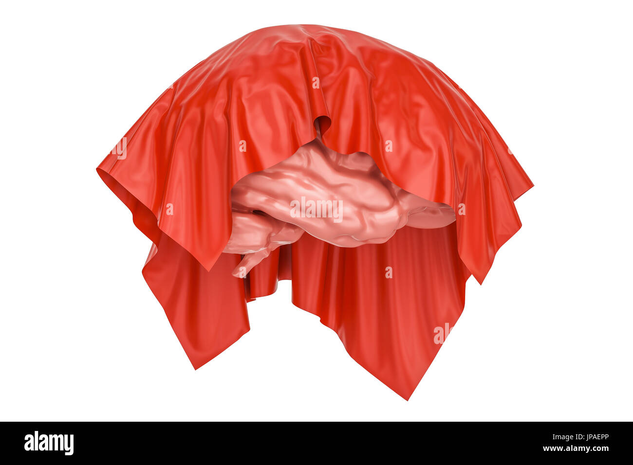 Brain covered red cloth, presentation concept. 3D rendering Stock Photo ...