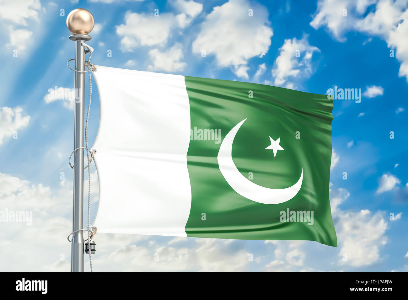Pakistan flag waving in wind hi-res stock photography and images - Alamy
