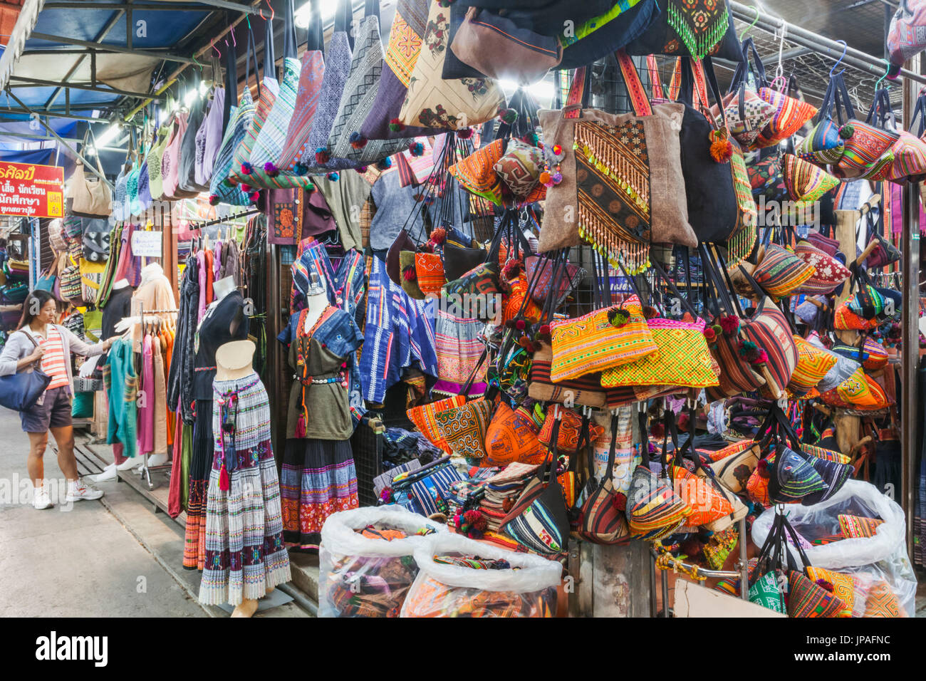 Thailand, Bangkok, Chatuchak Market, Shop Display of Ethnic Hilltribe ...