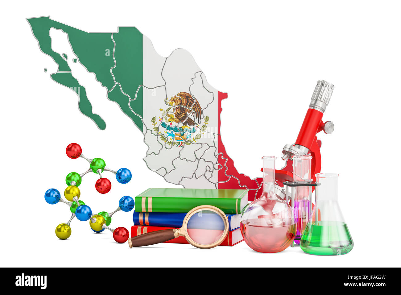 Scientific research in Mexico concept, 3D rendering isolated on white ...