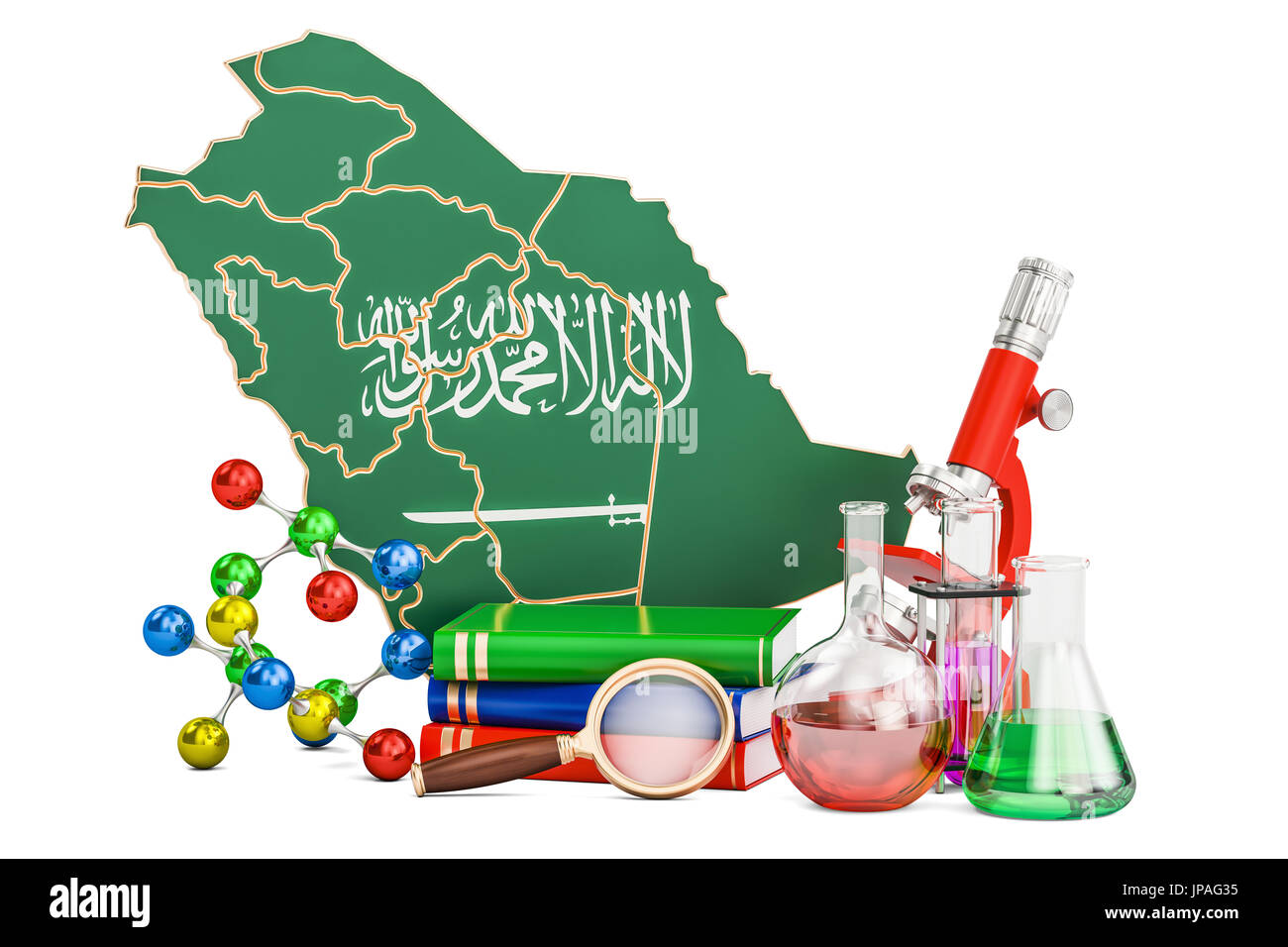 Scientific research in Saudi Arabia concept, 3D rendering isolated on ...