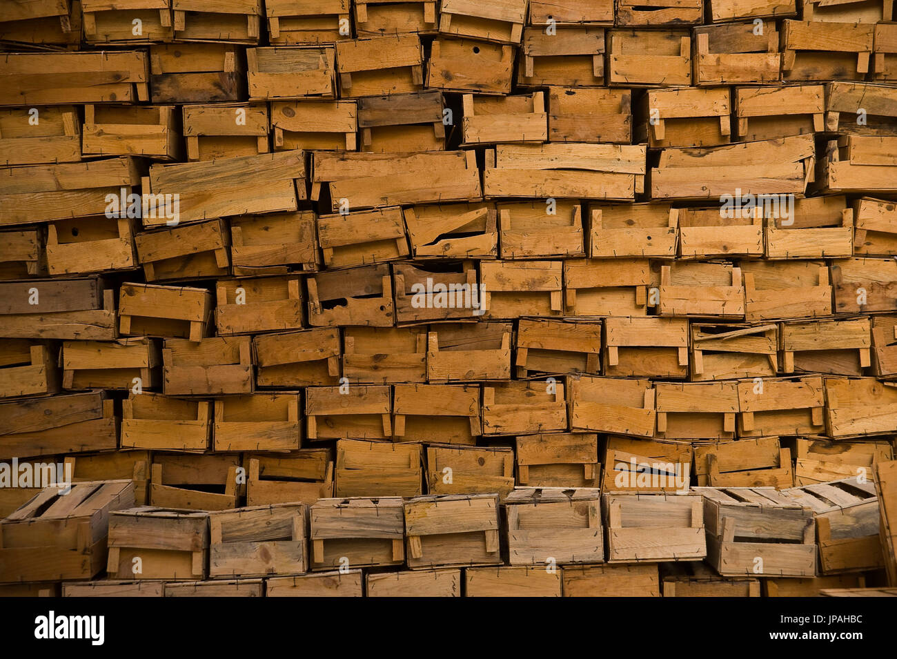 Stacked up fruit boxes Stock Photo - Alamy