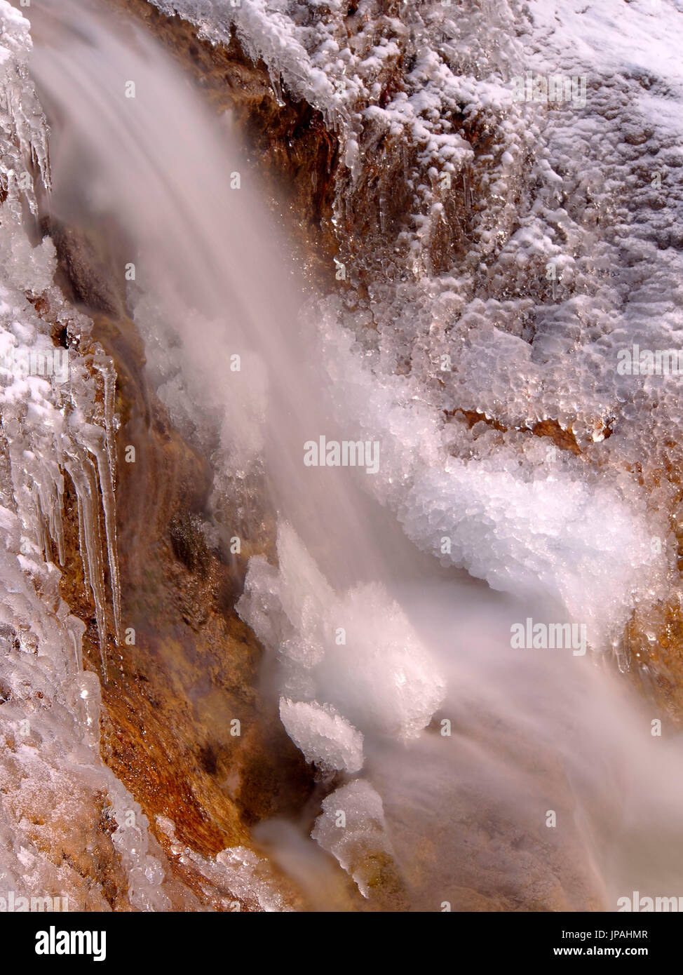 Iced up stream course Stock Photo - Alamy