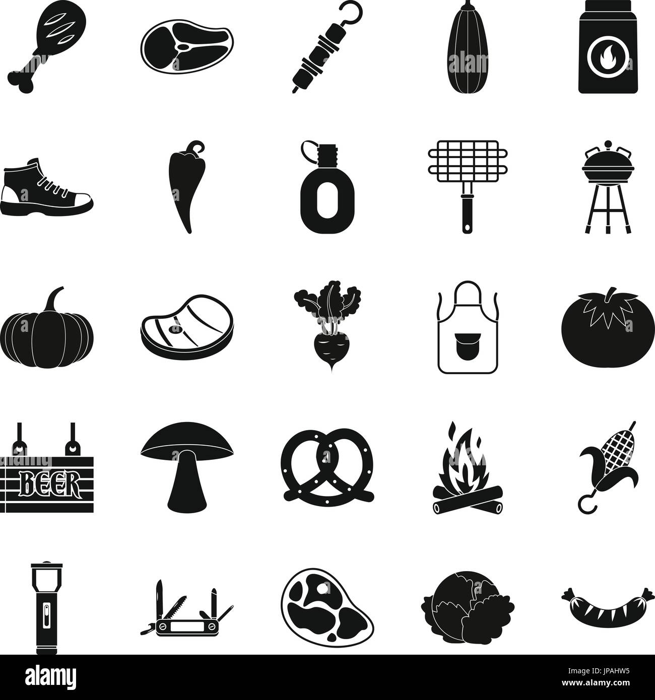 Fried meat icons set, simple style Stock Vector Image & Art - Alamy