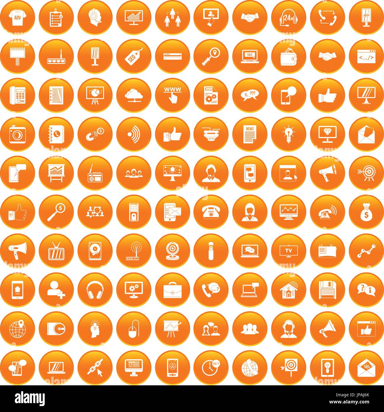 100 help desk icons set orange Stock Vector Image & Art - Alamy