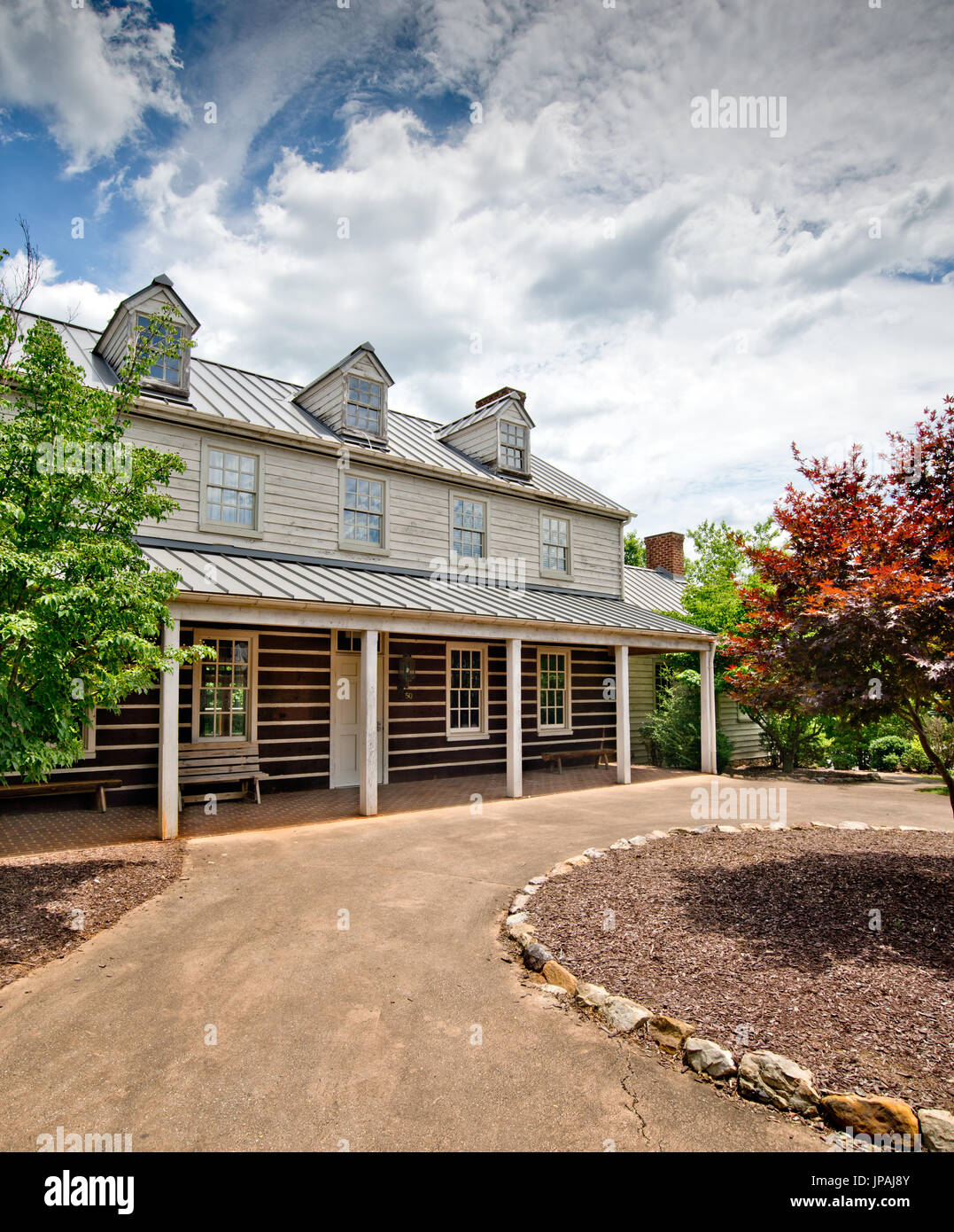 Historic reconstructed building, Roanoke County Explore Park, Blue ...