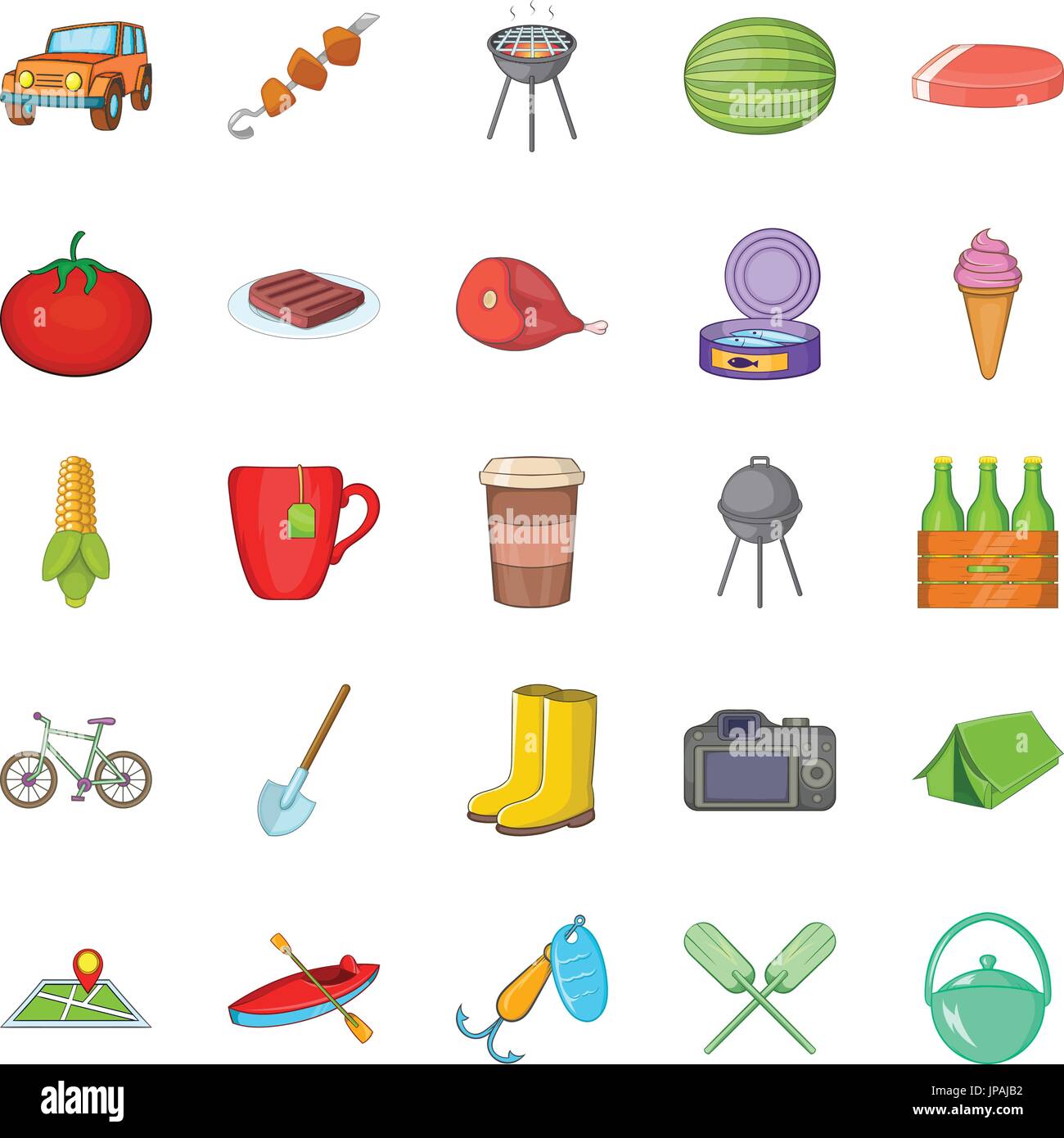 BBQ evening icons set, cartoon style Stock Vector Image & Art - Alamy